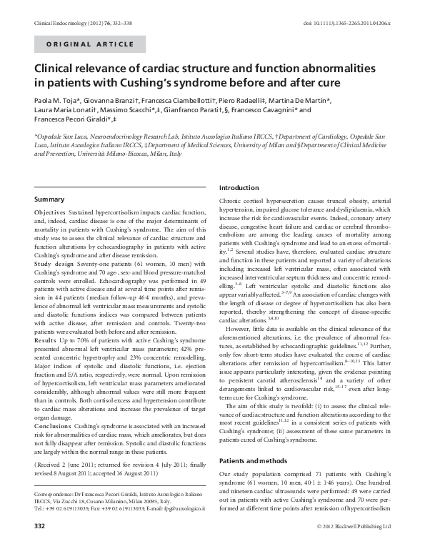 (PDF) Cardiovascular Disease in Cushing’s Syndrome: Heart versus ...