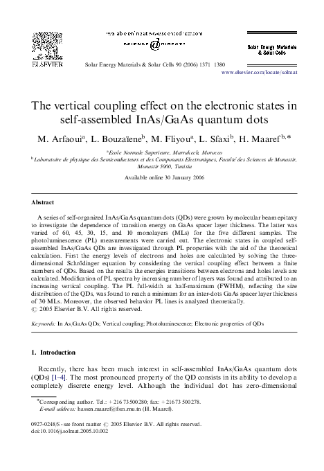 (PDF) Electronic coupling in InAs/GaAs self-assembled stacked double-quantum-dot systems | J.-p ...