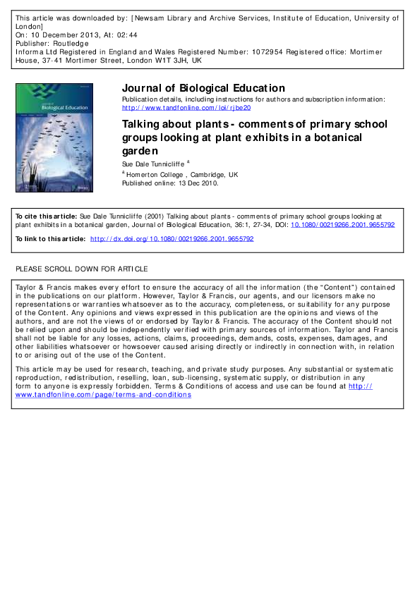 (PDF) Talking about plants - comments of primary school groups looking ...