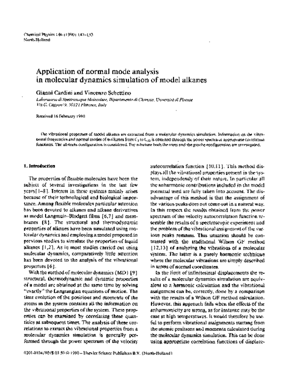 Pdf Application Of Normal Mode Analysis In Molecular Dynamics