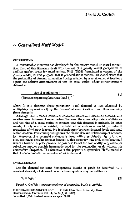 (PDF) A Generalized Huff Model