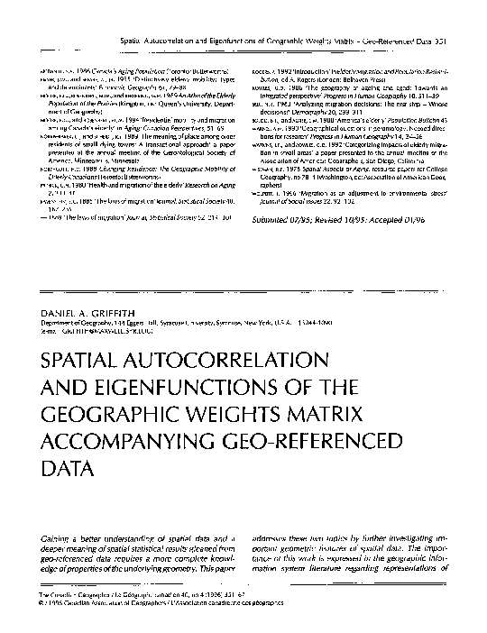 (PDF) SPATIAL AUTOCORRELATION and EIGENFUNCTIONS OF THE GEOGRAPHIC ...