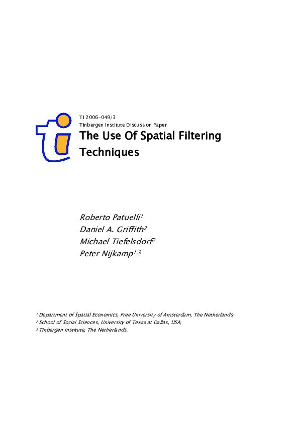 (PDF) The Use Of Spatial Filtering Techniques