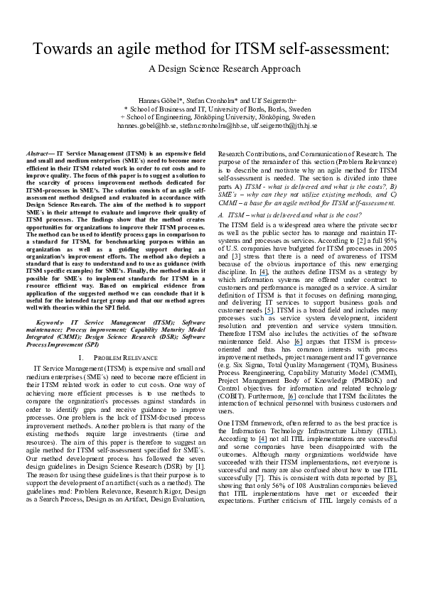 Towards an Agile Method for Self-Assessment - a Design Science Approach