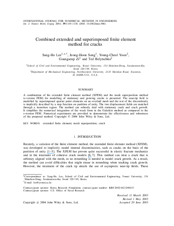 (PDF) Combined extended and superimposed finite element method for cracks