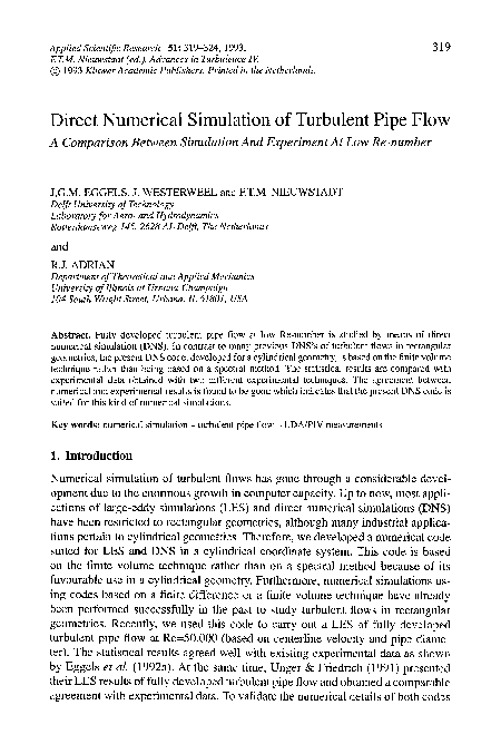 (PDF) Direct numerical simulation of turbulent pipe flow (PDF) Direct numerical simulation of turbulent pipe flow