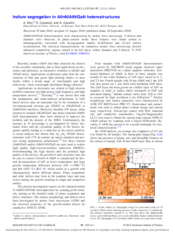 (PDF) Indium segregation in AlInN/AlN/GaN heterostructures