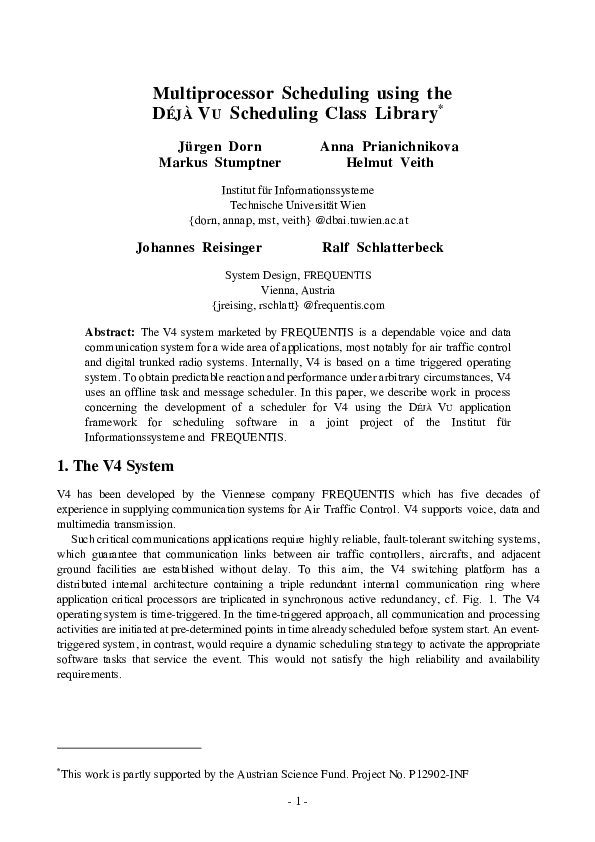 (PDF) Multiprocessor Scheduling using the DÉJÀ VU Scheduling Class Library