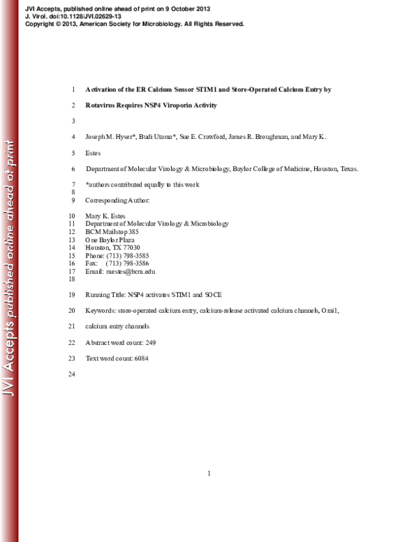 (PDF) Activation of the Endoplasmic Reticulum Calcium Sensor STIM1 and ...