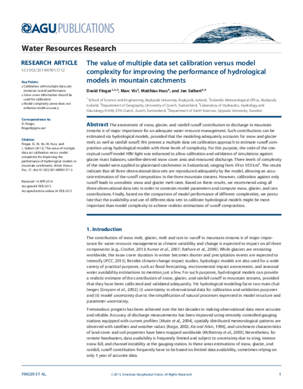 (PDF) The value of multiple data set calibration versus model complexity for improving the ...