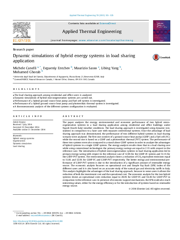 Pdf Dynamic Simulations Of Hybrid Energy Systems In Load Sharing Application