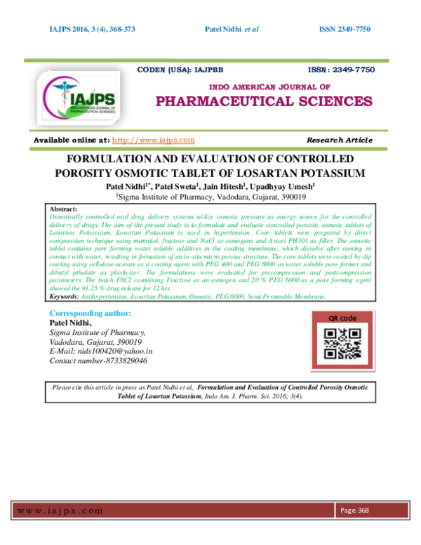 (PDF) Design , Development and Evaluation of Press Coated Tablets of an ...