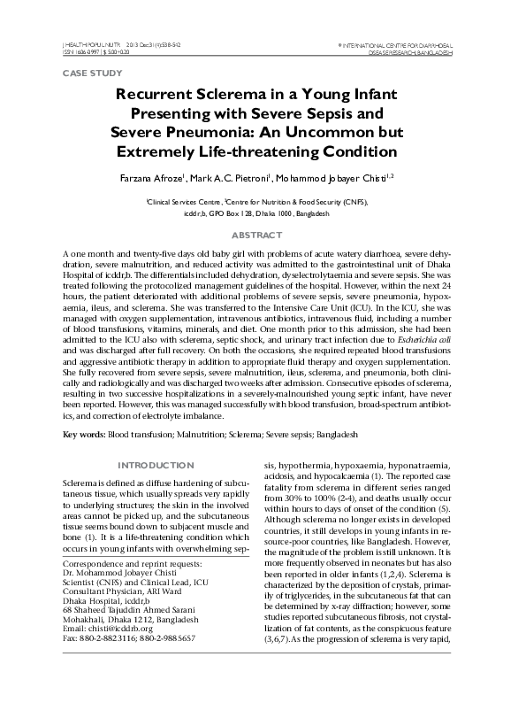 (PDF) Recurrent sclerema in a young infant presenting with severe ...