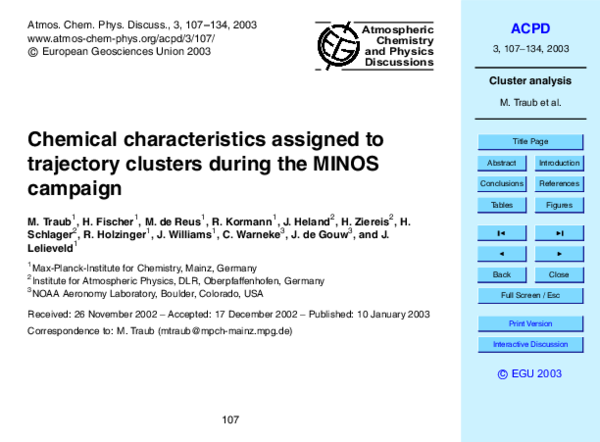 (PDF) Chemical characteristics assigned to trajectory clusters during ...