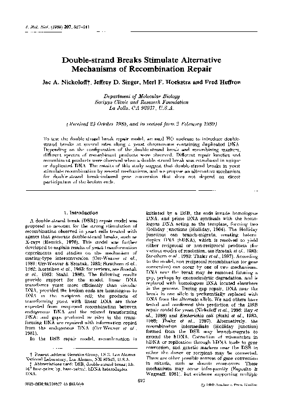 (PDF) Double-strand breaks stimulate alternative mechanisms of ...