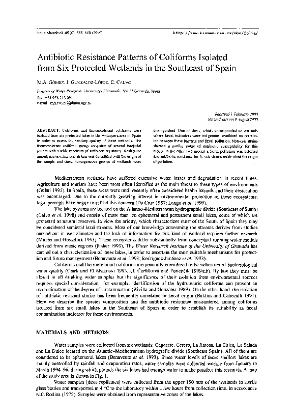 (PDF) Antibiotic resistance patterns of coliforms isolated from six ...