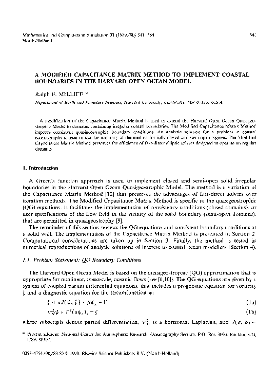 Pdf A Modified Capacitance Matrix Method To Implement Coastal