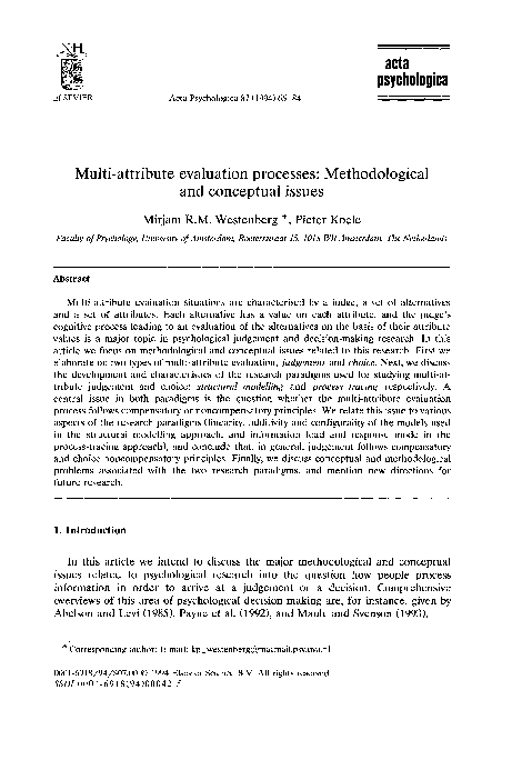 (PDF) Multi-attribute evaluation processes: Methodological and conceptual issues