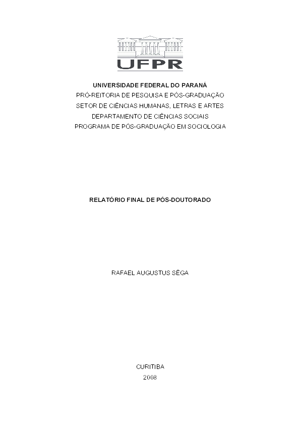 (PDF) Relatório de Pós Doutorado - UFPR