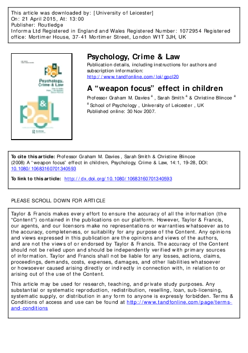 (PDF) A “weapon focus” effect in children