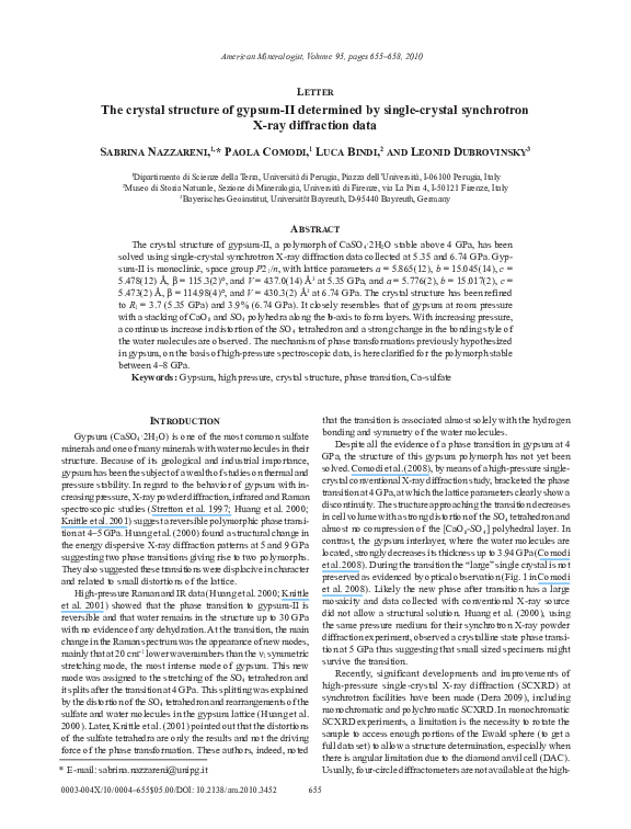 (PDF) The crystal structure of gypsum-II determined by single-crystal ...