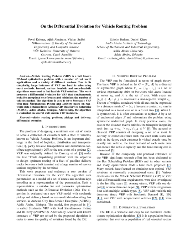 Pdf Solving Stochastic Vehicle Routing Problem With Real Simultaneous Pickup And Delivery