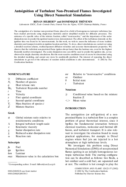 (PDF) Autoignition of turbulent non-premixed flames investigated using direct numerical ...