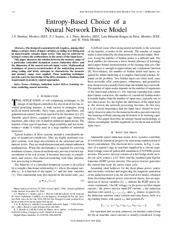 (PDF) Entropy-Based Choice of a Neural Network Drive Model
