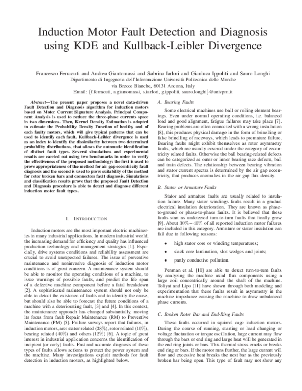 Pdf Induction Motor Fault Detection And Diagnosis Using A Current