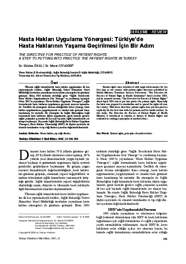 (PDF) THE DIRECTIVE FOR PRACTICE OF PATIENT RIGHTS: A STEP TO PUTTING ...
