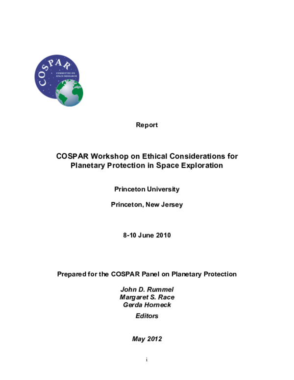 (PDF) Ethical Considerations for Planetary Protection in Space ...