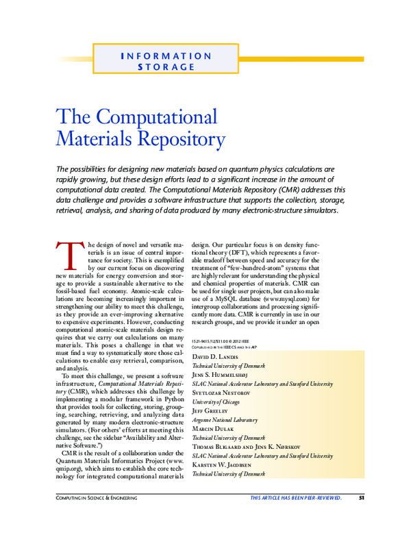 (PDF) The Computational Materials Repository