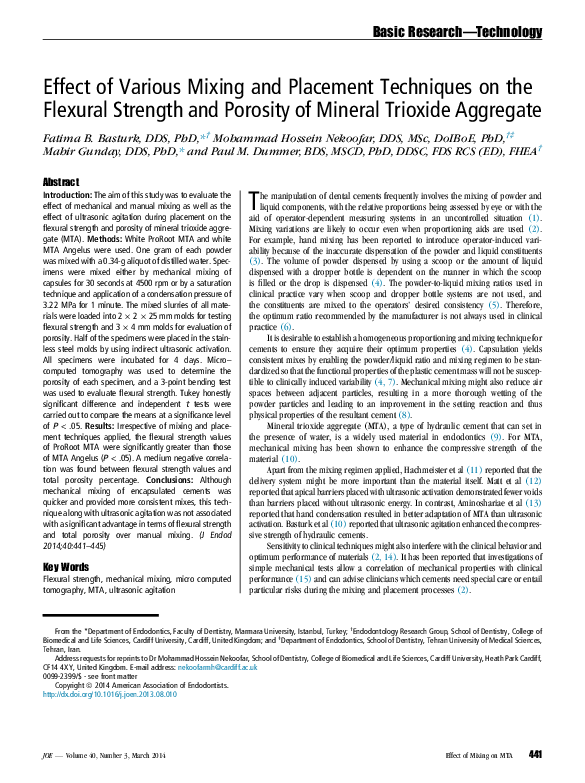 (PDF) The Effect of Various Mixing and Placement Techniques on the ...