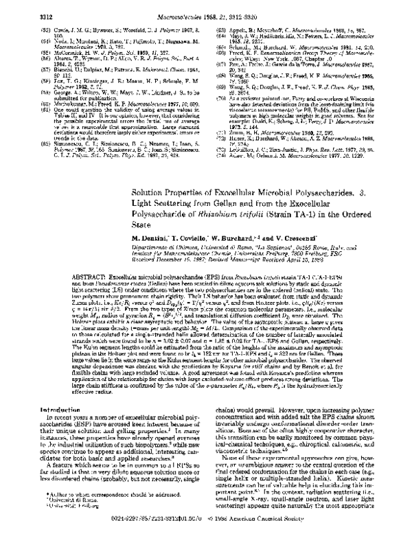 (PDF) Solution properties of exocellular microbial polysaccharides. 3 ...