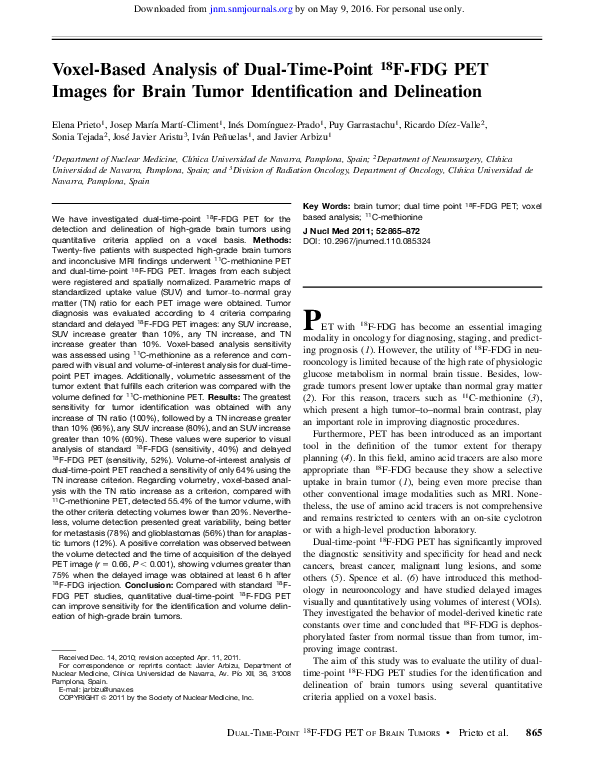 (PDF) Voxel-Based Analysis of Dual-Time-Point 18F-FDG PET Images for Brain Tumor Identification ...