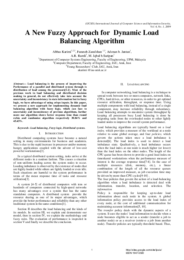 Pdf A New Fuzzy Approach For Dynamic Load Balancing Algorithm