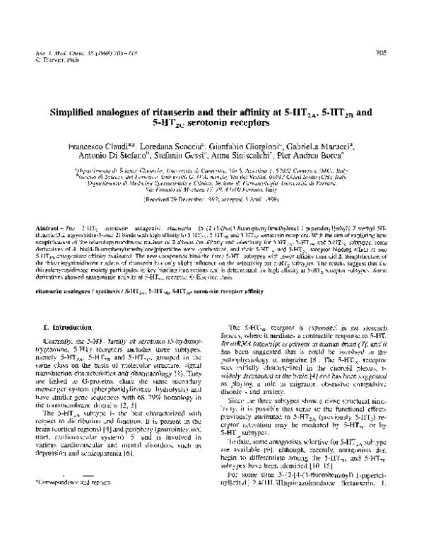 (PDF) Simplified analogues of ritanserin and their affinity at 5-HT2A ...