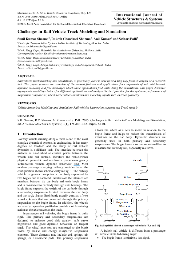 Pdf Challenges In Rail Vehicle Track Modeling And Simulation