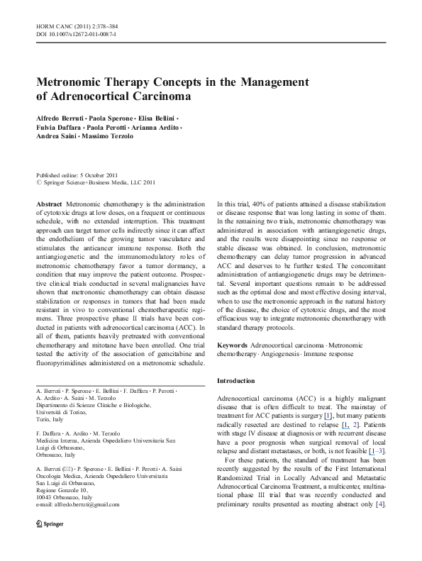 (PDF) Metronomic Therapy Concepts in the Management of Adrenocortical ...