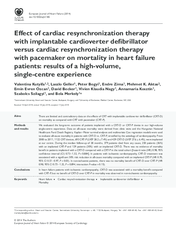 (PDF) Effect of cardiac resynchronization therapy with implantable ... (PDF) Effect of cardiac resynchronization therapy with implantable ...