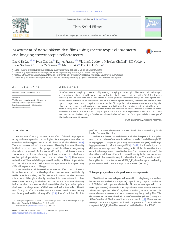 (PDF) Assessment of non-uniform thin films using spectroscopic ...