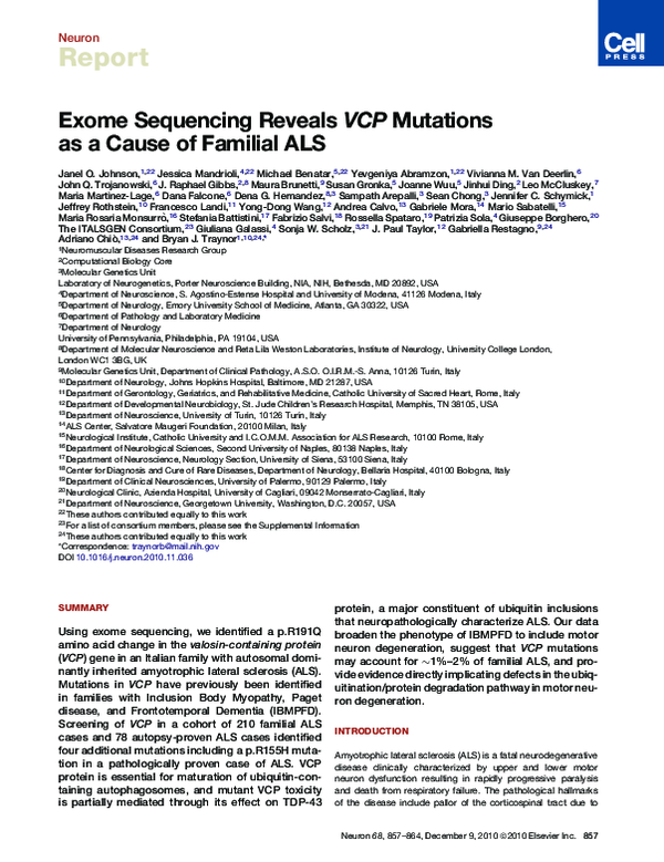 (PDF) VCP Mutations in Familial ALS Identified by Exome