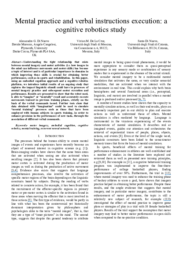 (PDF) Mental practice and verbal instructions execution: A cognitive ...