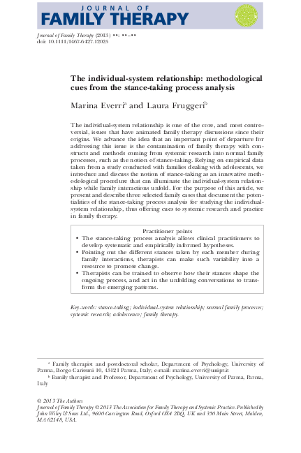 (PDF) The individual-system relationship: methodological cues from the ...