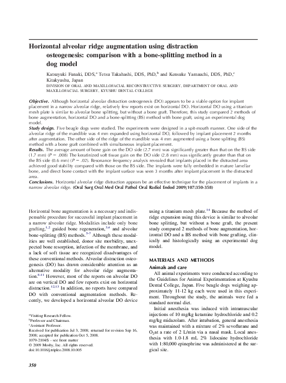 (PDF) Horizontal alveolar ridge augmentation using distraction ...