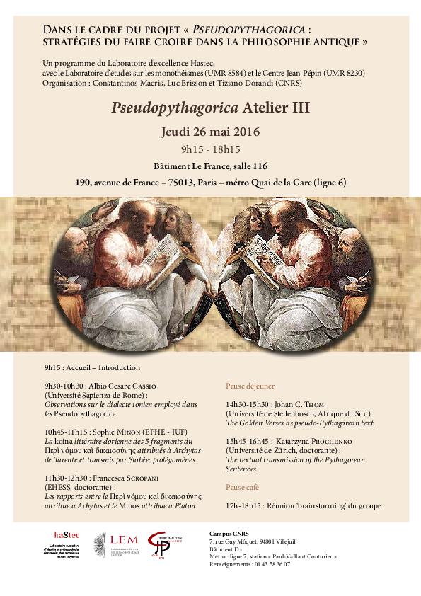 Pseudopythagorica, Atelier III, 26 Mai 2016 | Constantinos Macris ...