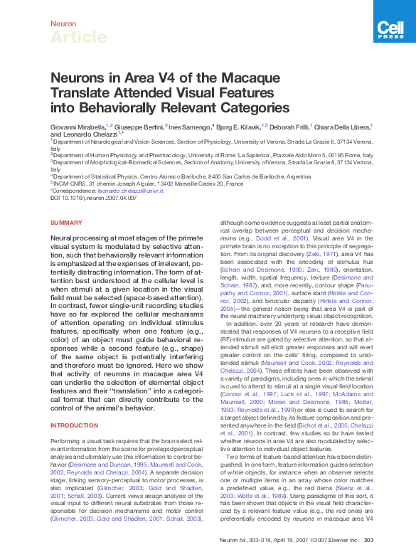 (PDF) Macaque area V4 neurons translate the attended features of a visual stimulus into ...
