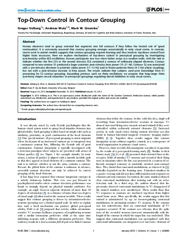 (PDF) Top-Down Control in Contour Grouping
