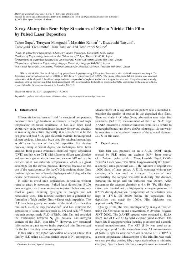 (PDF) X-ray Absorption Near Edge Structures of Silicon Nitride Thin ...