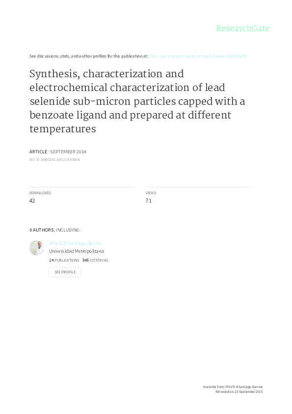 (PDF) Synthesis, characterization and electrochemical characterization ...